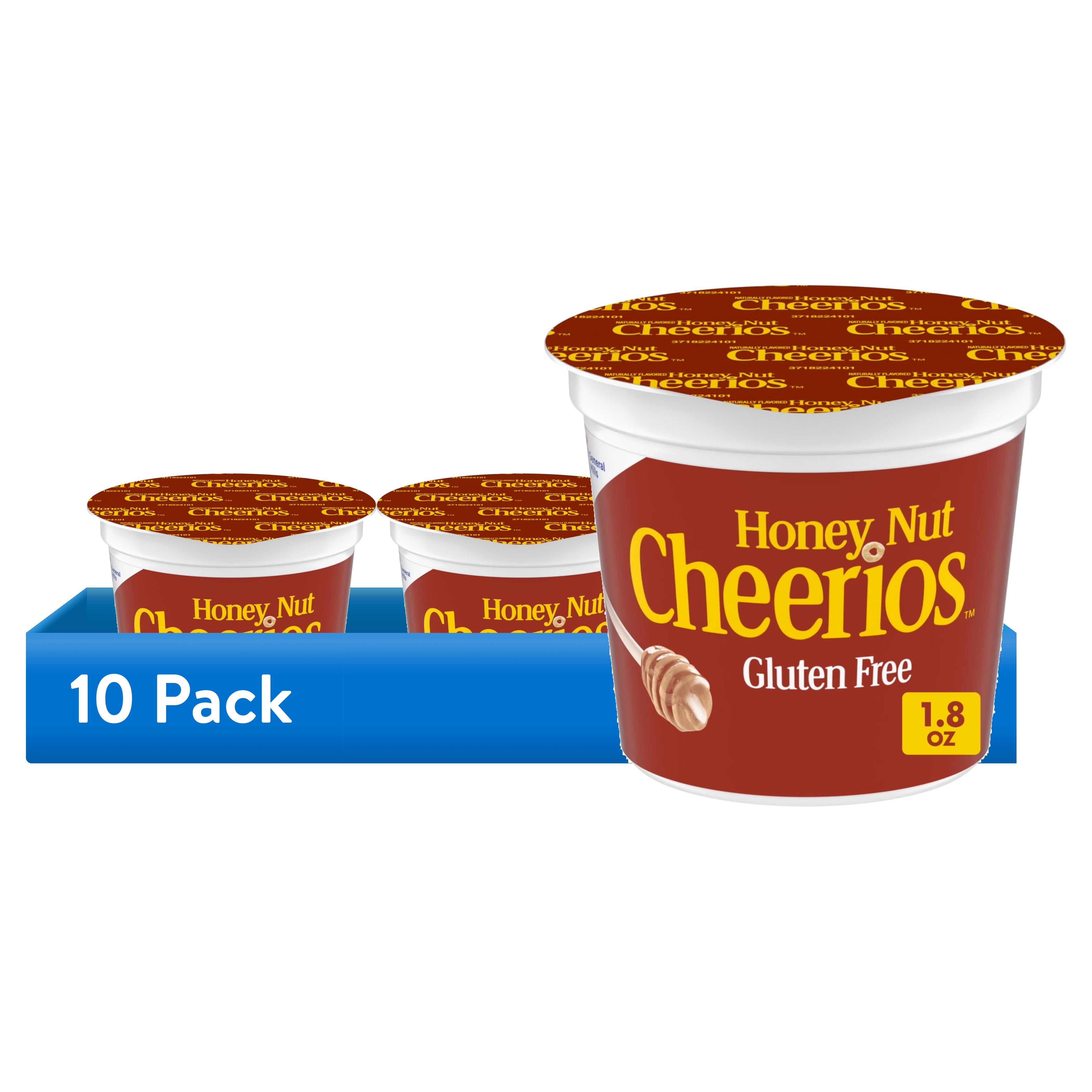 (10 pack) Honey Nut Cheerios Breakfast Cereal Cup, Gluten Free, Single ...