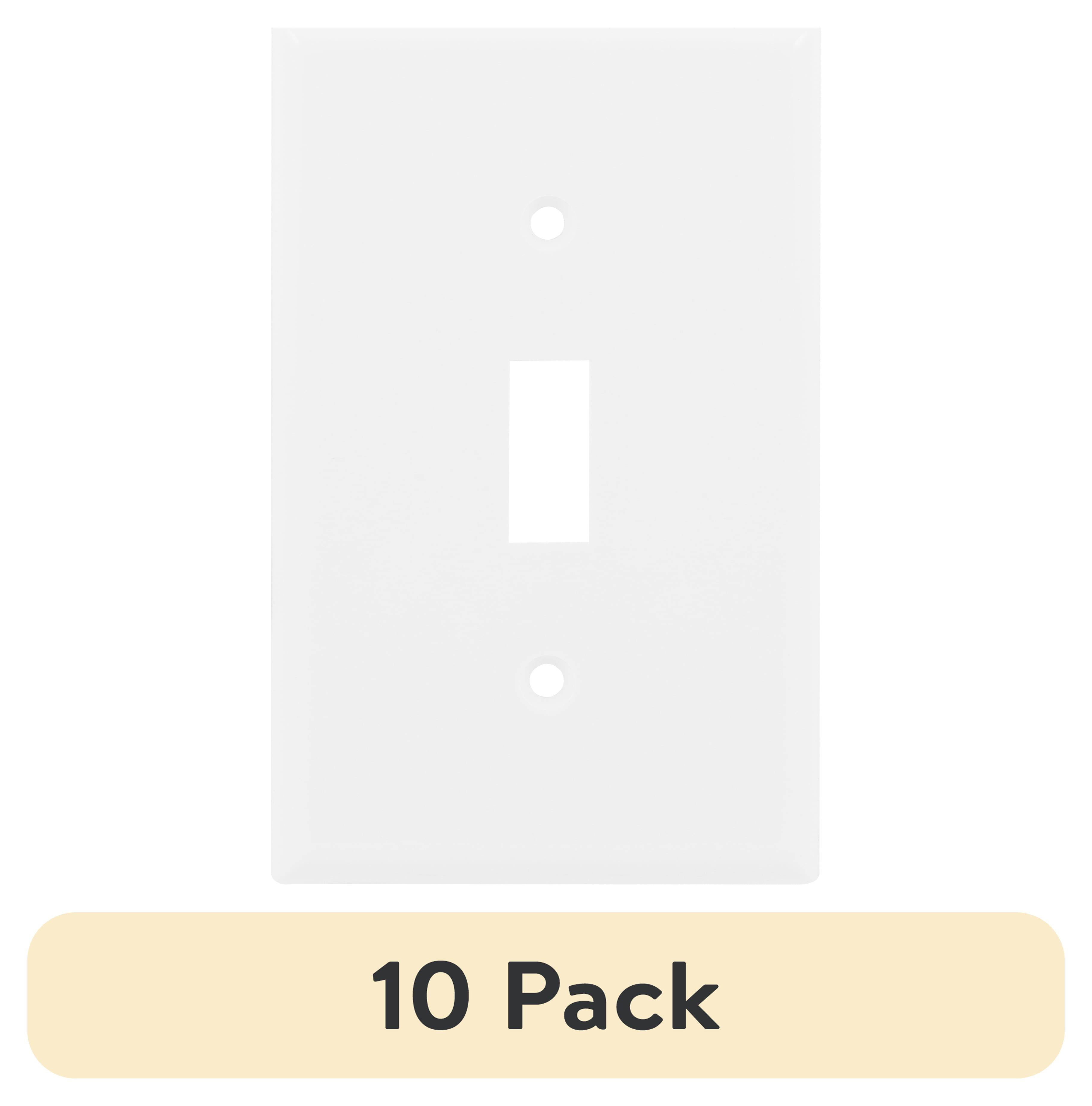 (10 pack) Hyper Tough Oversized Wallplate, Single Switch, White Nylon ...
