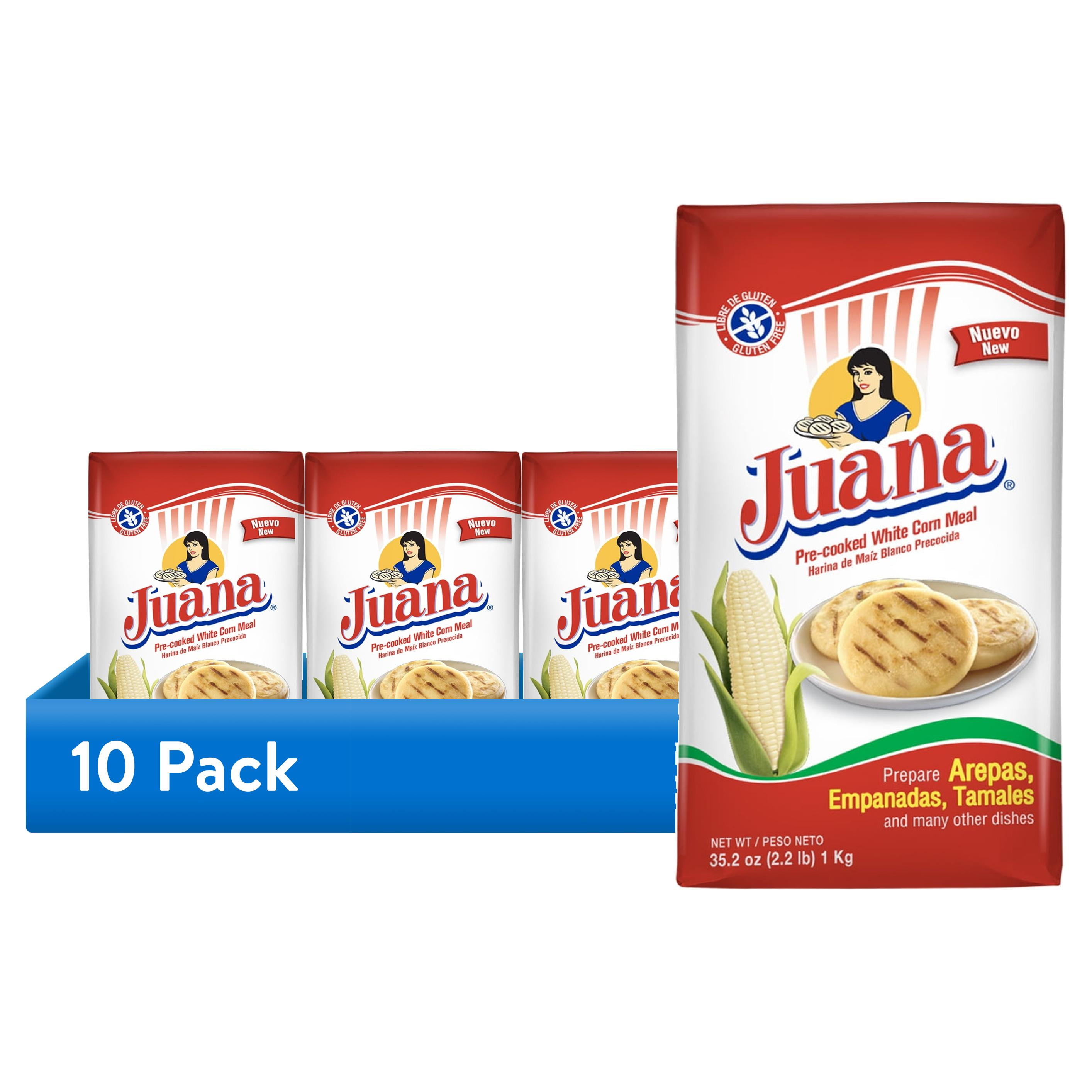(10 pack) Juana Pre-Cooked White Corn Meal for arepas 2.2 Lb. - Walmart.com