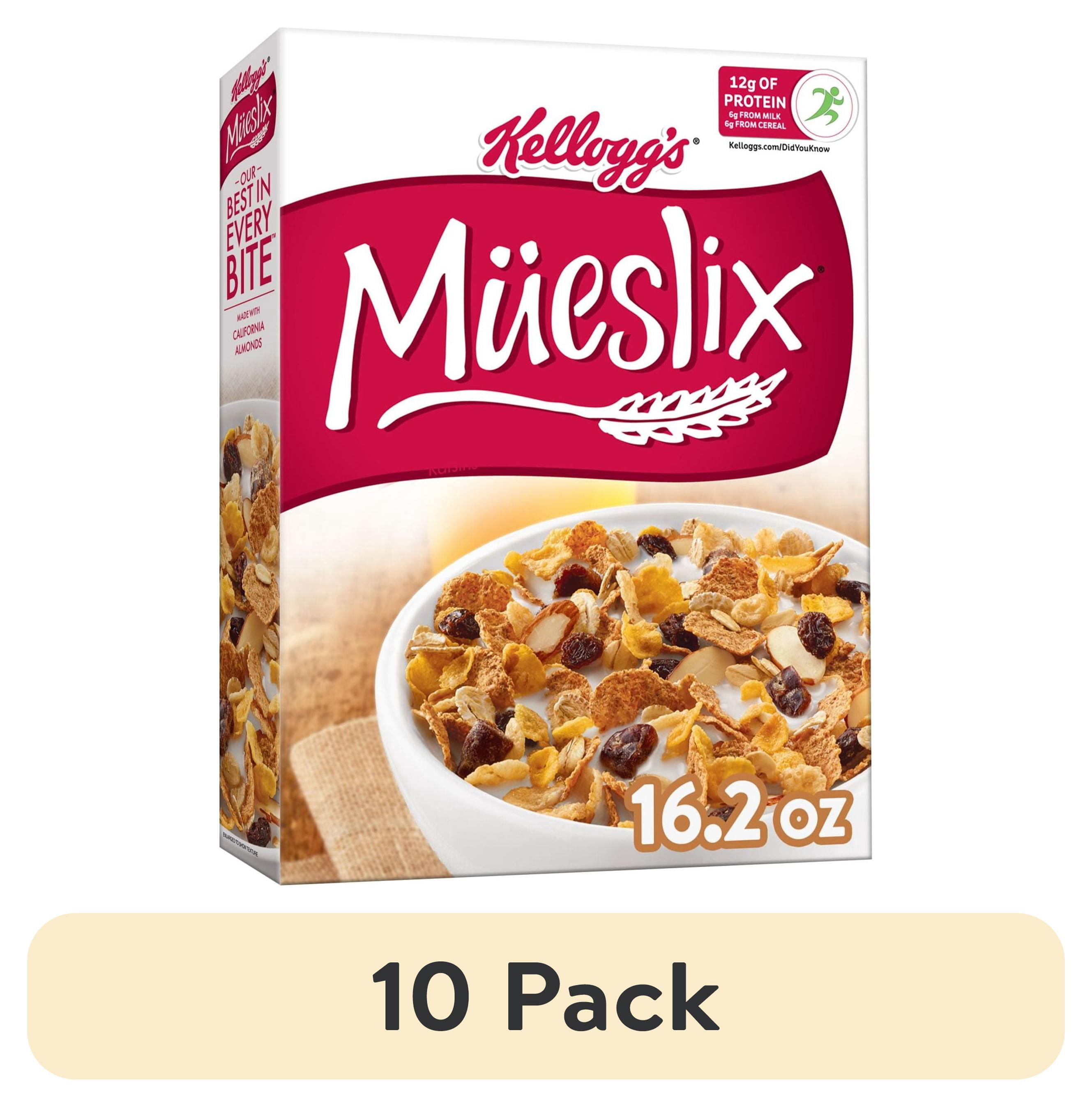 (10 pack) Kellogg's Mueslix Cold Breakfast Cereal, Fiber Cereal, 12g ...