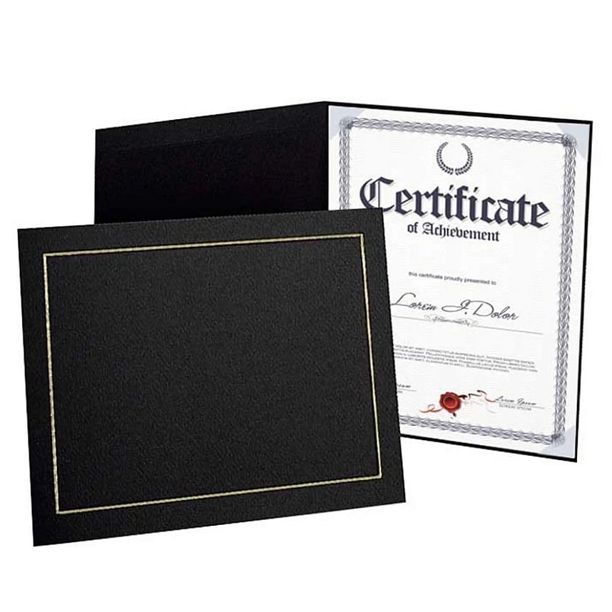 (10 pack) LINDSAY Black Certificate Folder 8one-half inchx11 w corner ...