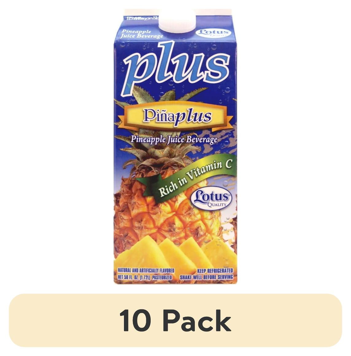 (10 pack) Lotus Plus Pineapple Juice Beverage, Rich in Vitamin C, 58 fl ...