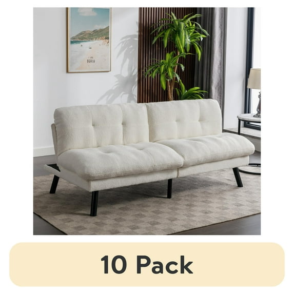 (10 pack) Mainstays Camden Cozy Futon, Cream Boucle Fabric, 72 ...