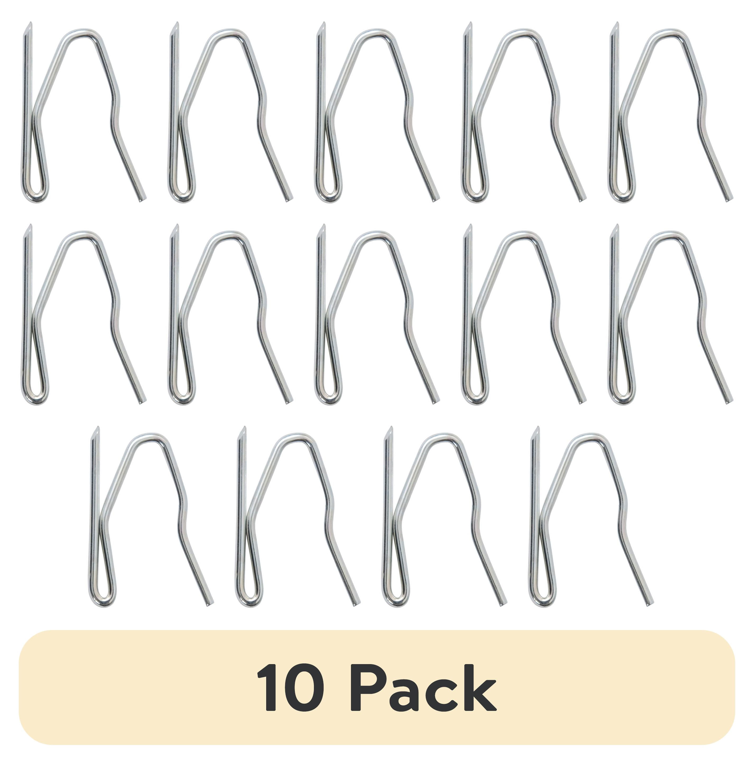(10 pack) Mainstays 14 Metal Pin-On Curtain Hooks, Silver Finish ...