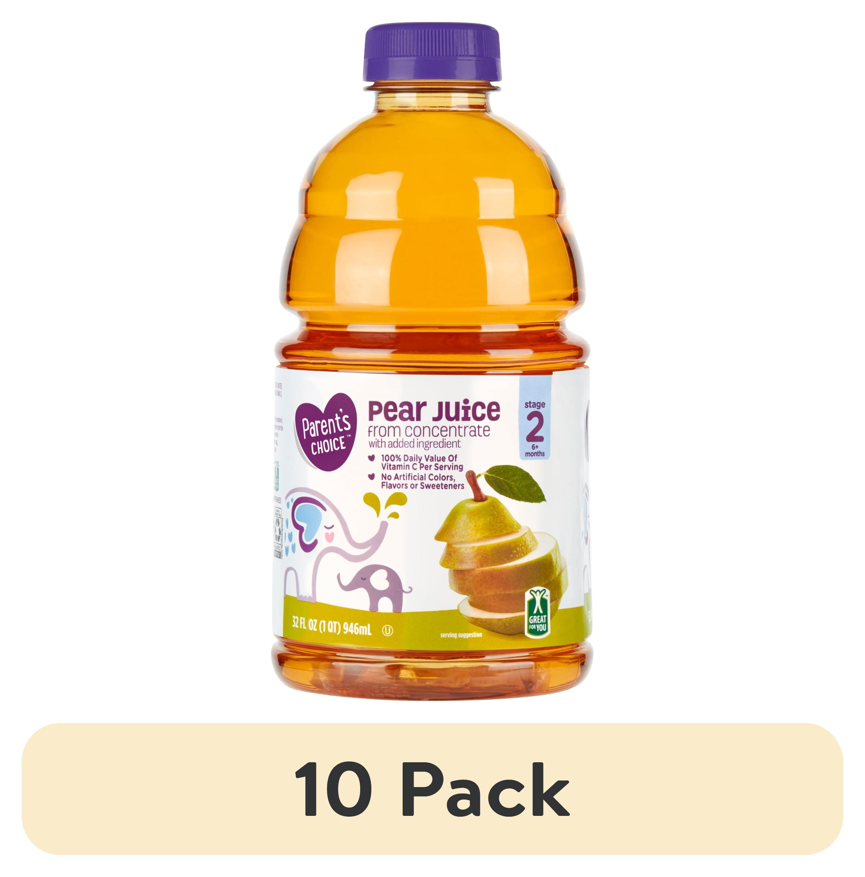 (12 pack) Parent's Choice Pear Juice from Concentrate, Stage 2, 32 fl ...