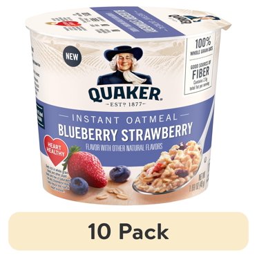 Quaker Instant Oatmeal, Blueberries & Cream Single Serving Packets, 8.4 ...
