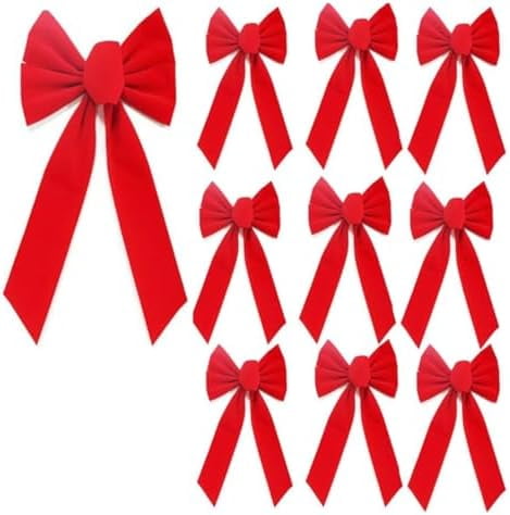 10-pack of Red Christmas Bows, Waterproof Bows, Velvet Decorative Bows ...