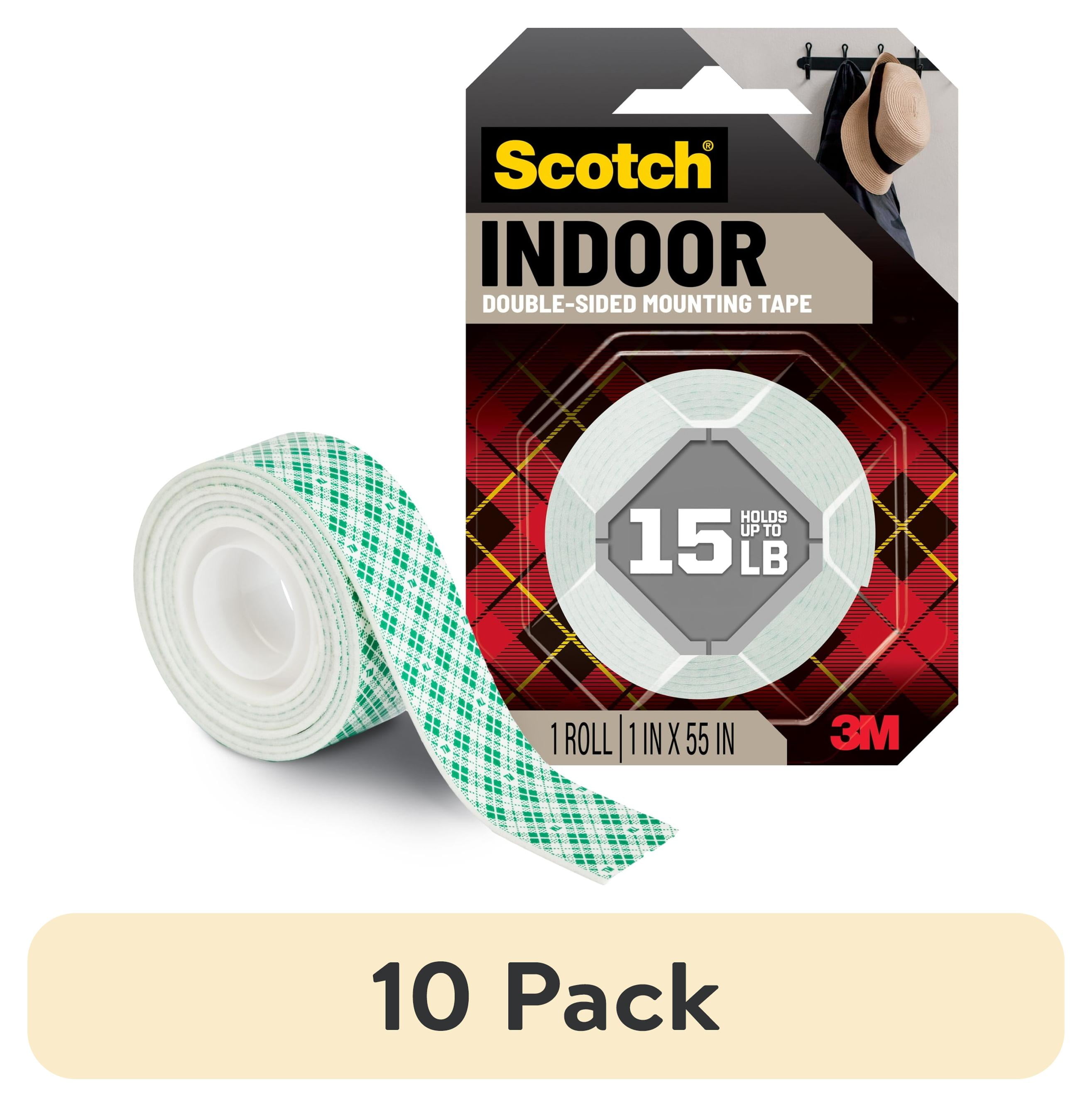 (10 pack) Scotch-Mount Indoor Double-Sided Mounting Tape, 1 in x 55 in ...