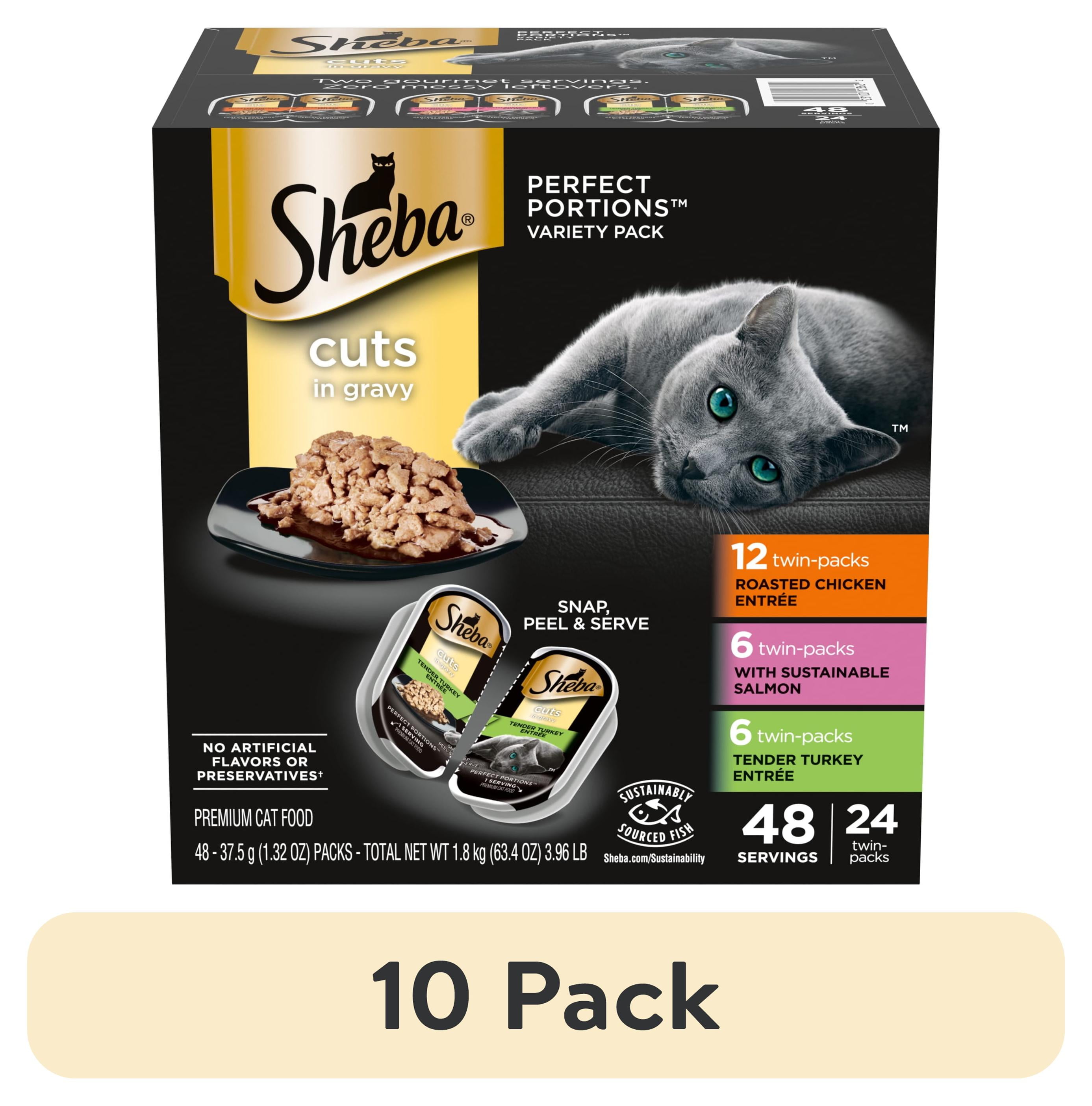 (10 pack) Sheba Perfect Portions Cuts In Gravy Variety Pack Wet Cat ...