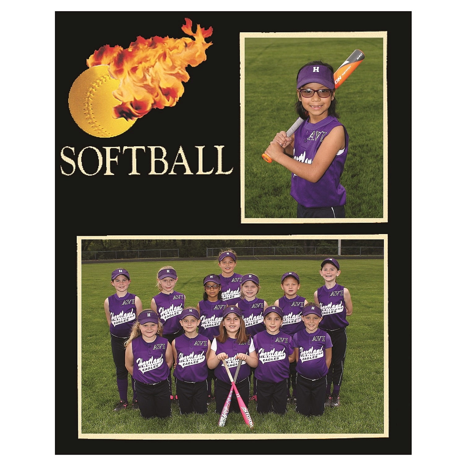 (10 pack) Softball Player Team 7x5 3one-half inchx5 MEMORY MATES ...