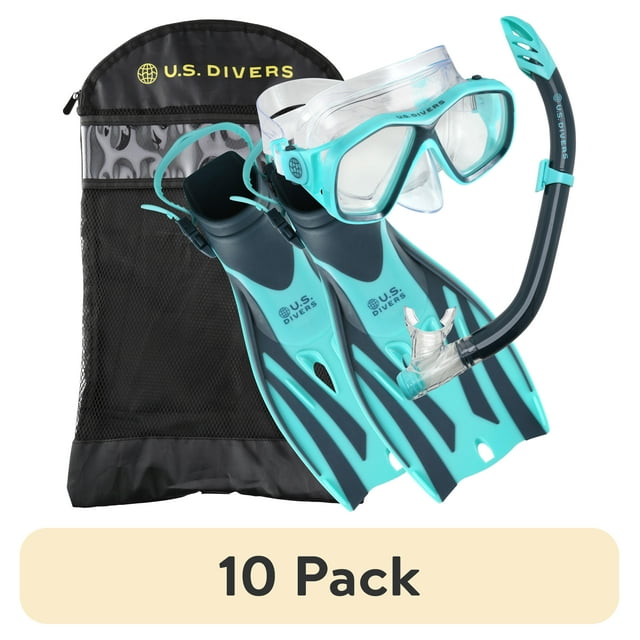 (10 pack) U.S. Divers Playa Adult Snorkeling Set - Mask, Fins, Snorkel ...