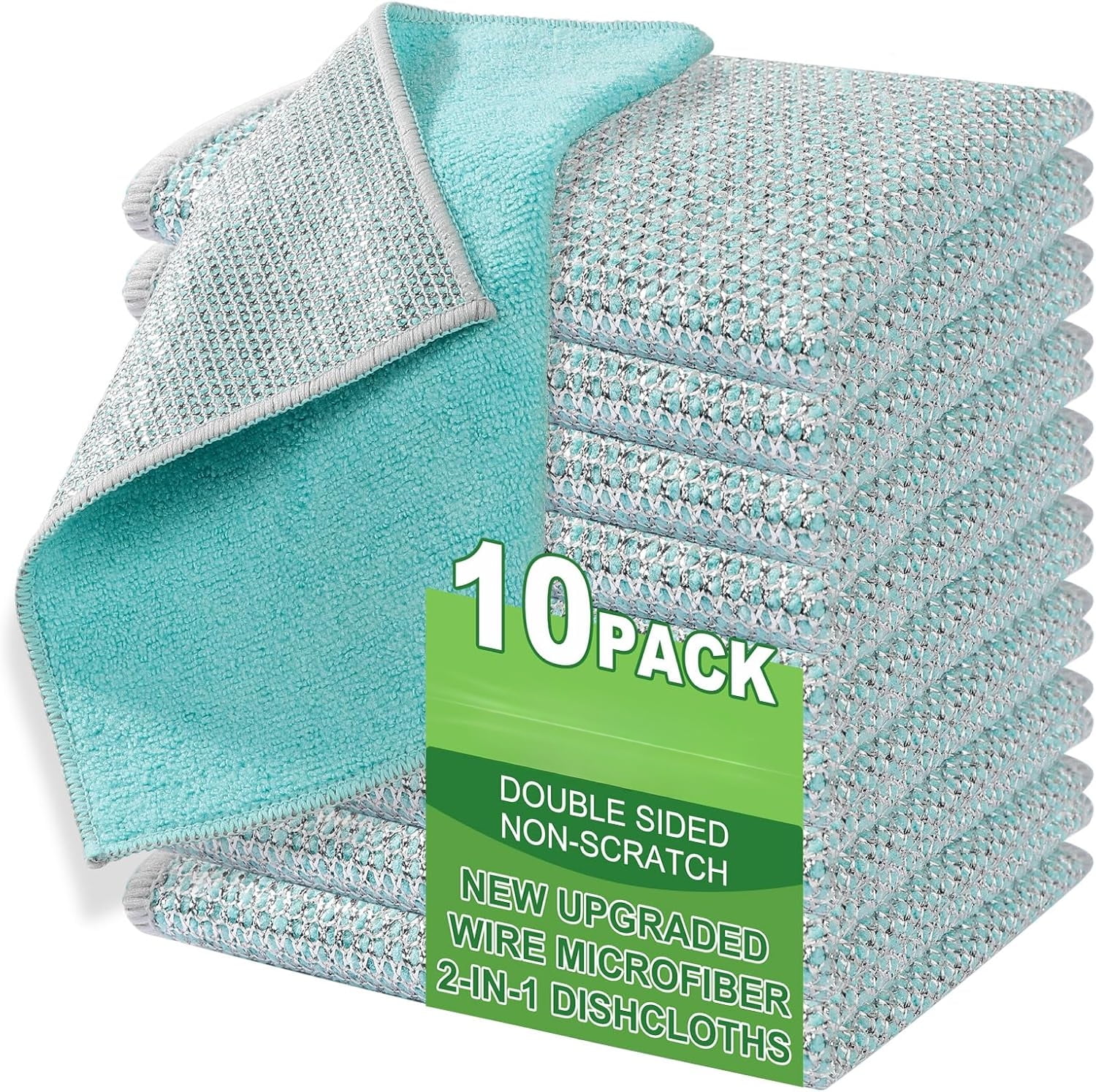 10-pack non-scratch wire dish cloths, wet and dry, metal dish brushes ...