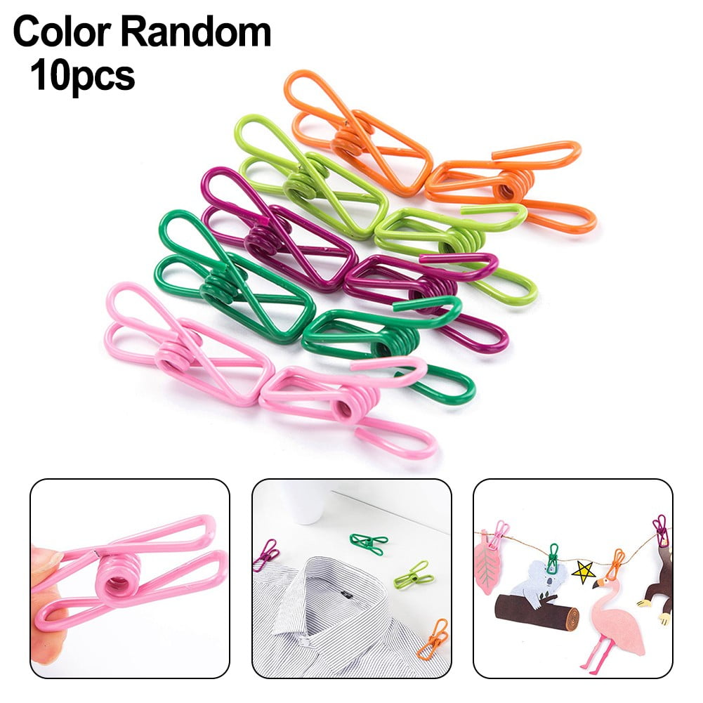 10-pack of colorful multi-function clothes drying clips to fix photo ...