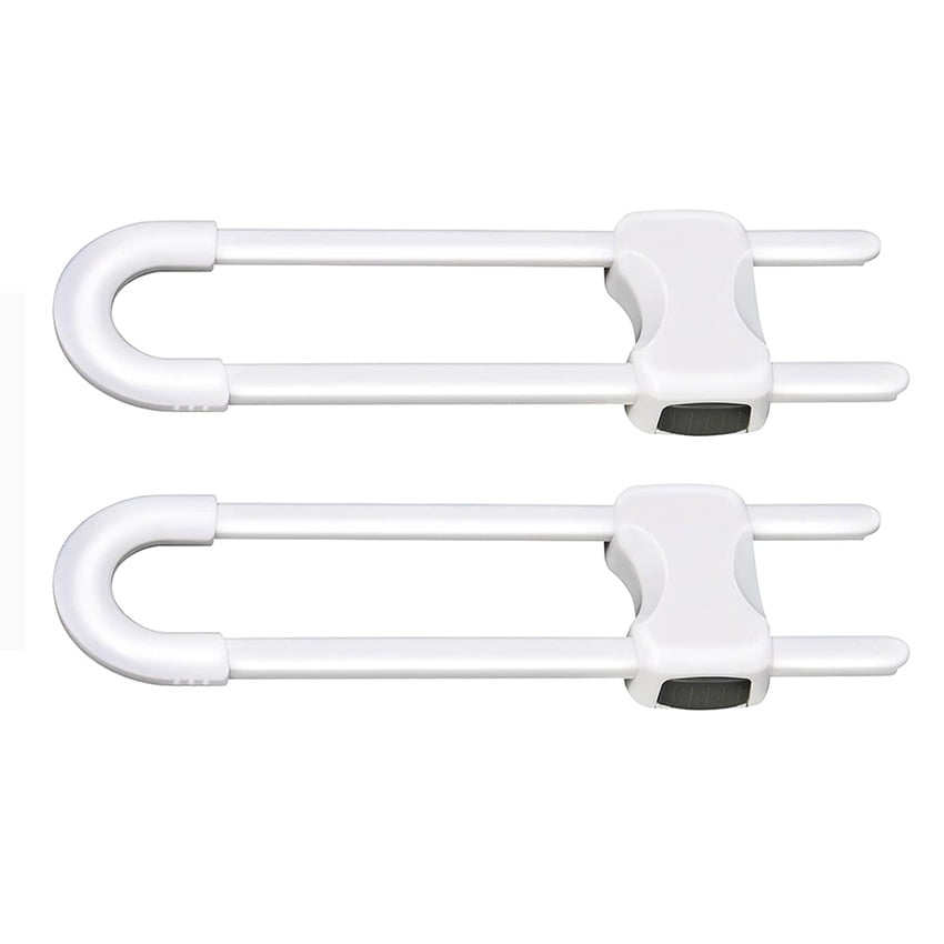 (10 pack white) 4 button Cabinet Locks, U-Shaped Proofing Drawers ...