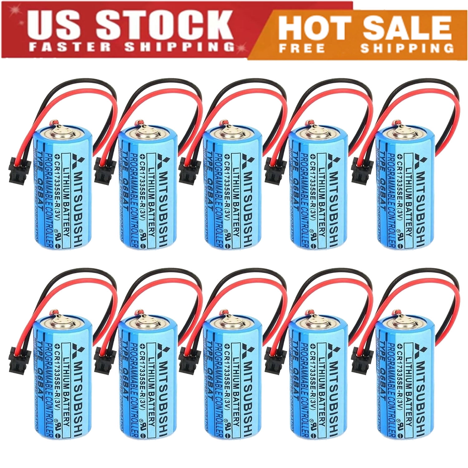 10-packs 1800mAh CR17335SE-R 3V Q6BAT Non-Rechargable 3V Battery for ...