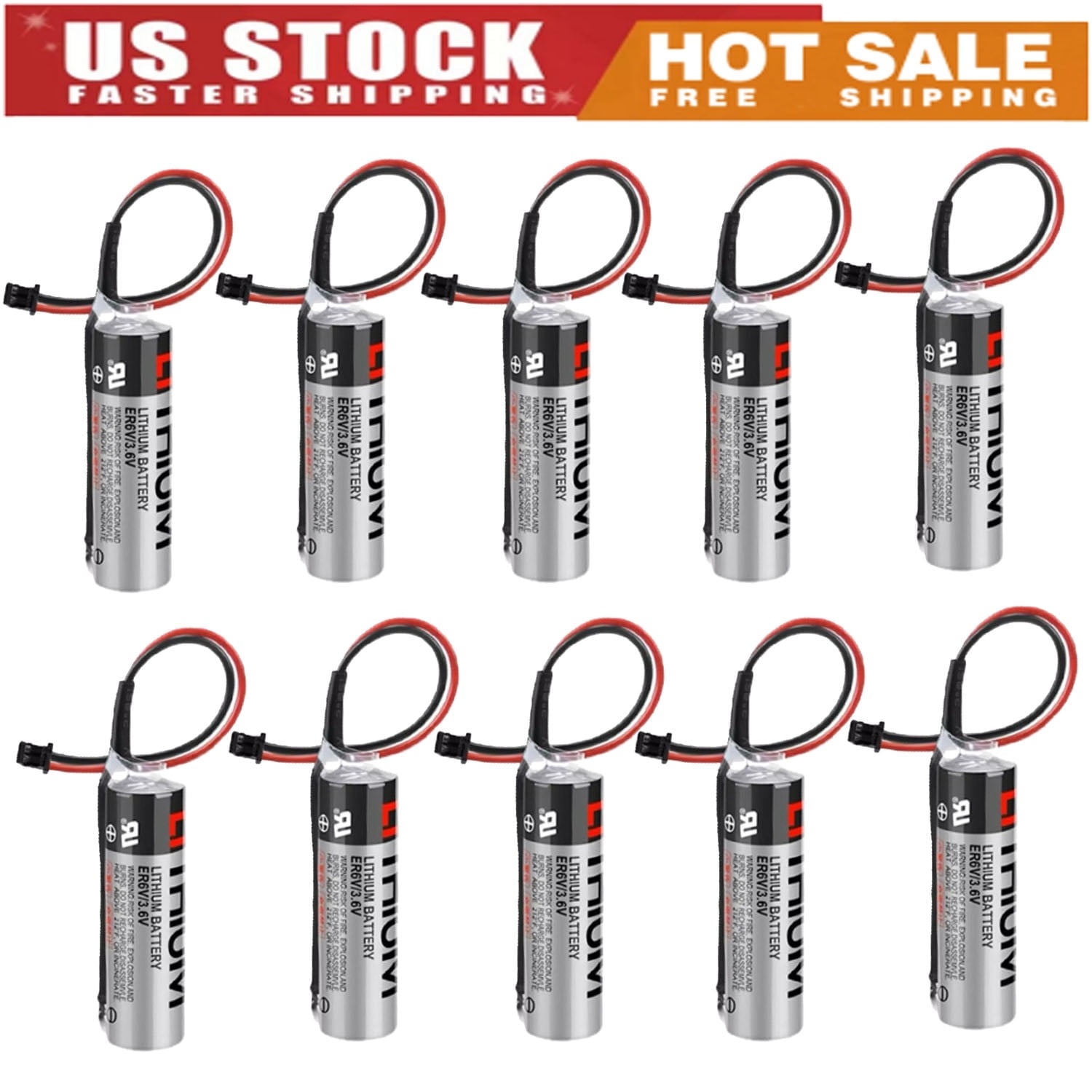 10-packs ER6VC119A ER6V/3.6V 3.6V 2400mAh PLC Battery Lithium Battery ...