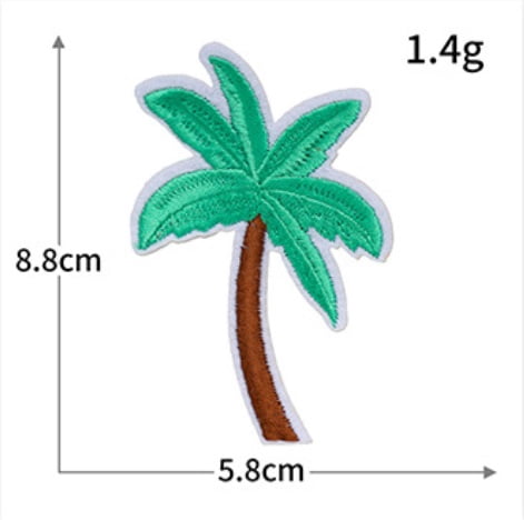 10 packs of green plant embroidery coconut tree series cloth patches ...