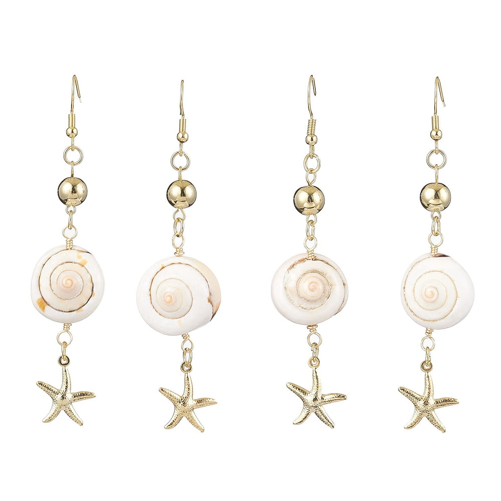 10 pair Natural Shiva Eye Shell Dangle Earrings with 304 Stainless ...