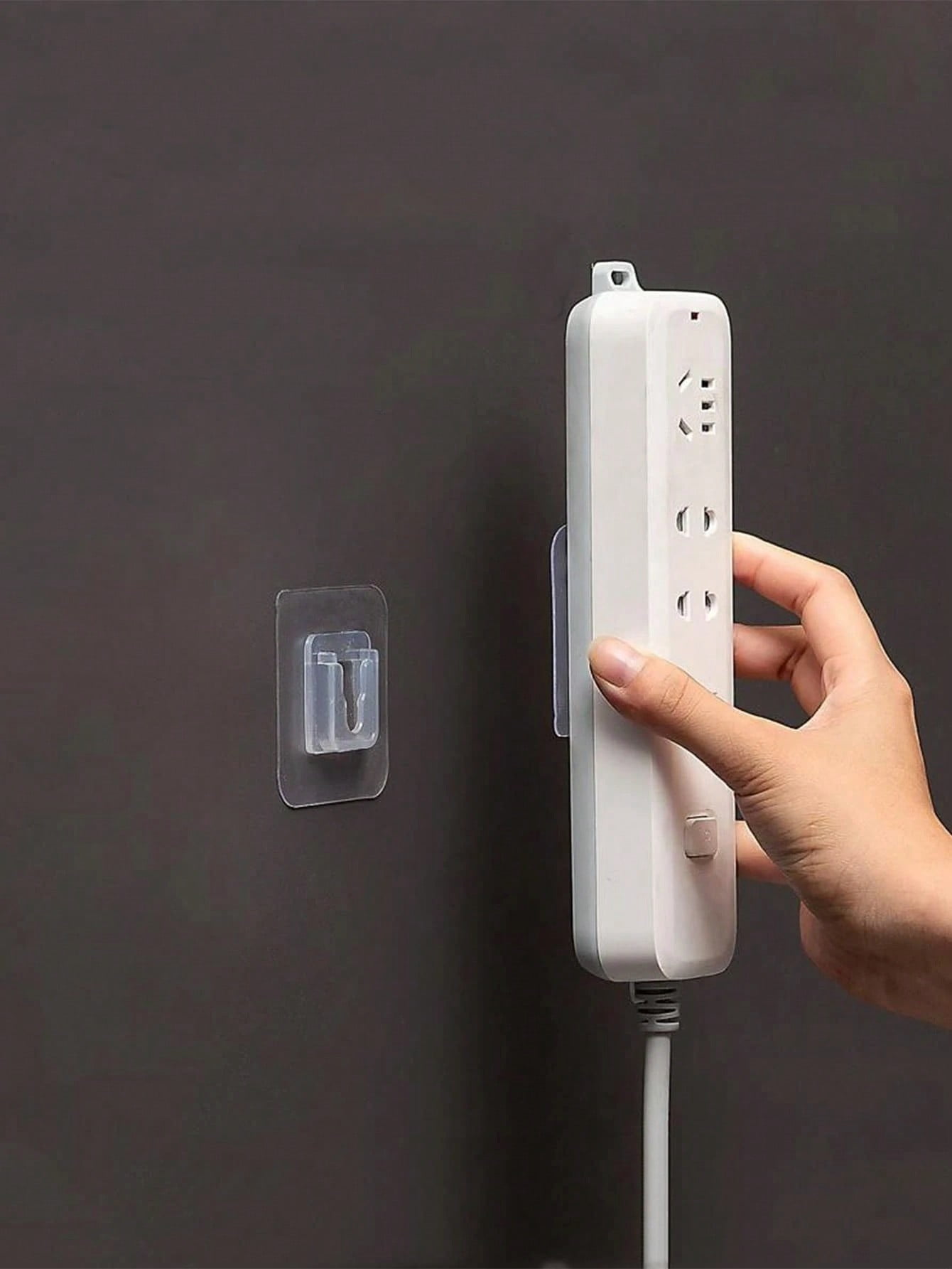 10 pairs Clear Wall Hook, Adhesive Power Strip Rack For Household ...