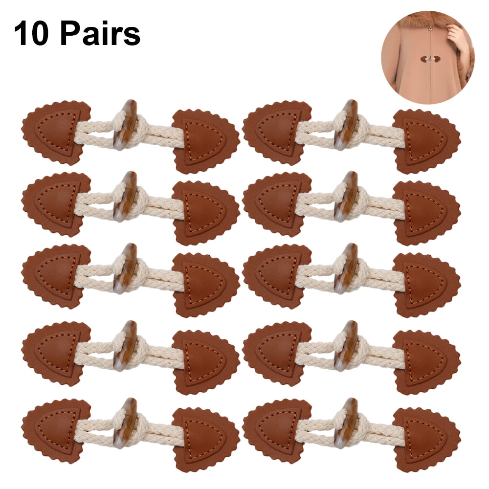 10 pairs Leather Sew-On Toggles Closure with Resin Horn Button Sewing ...
