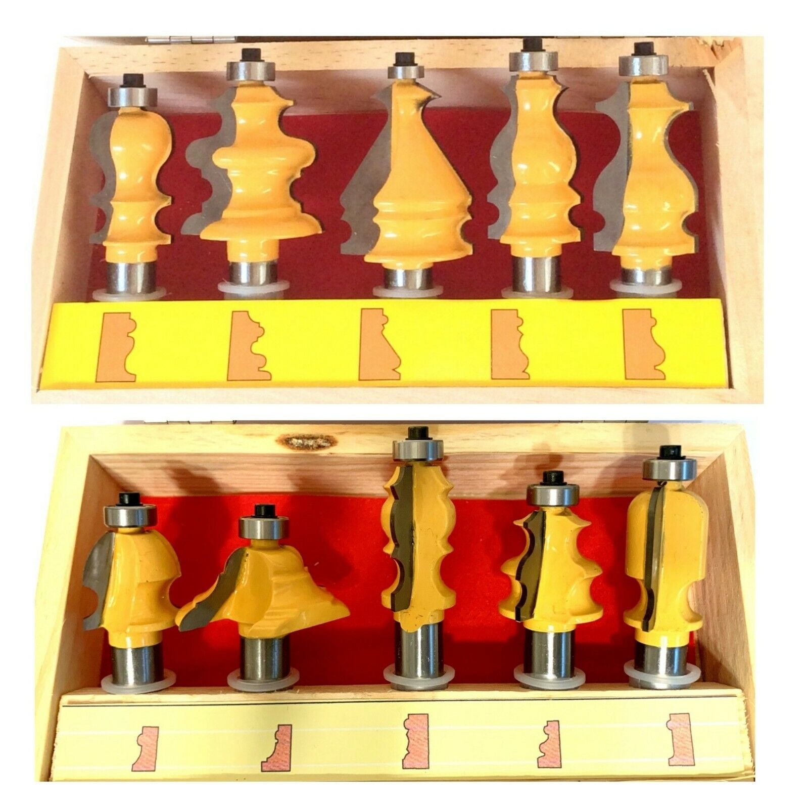 10 pc 1/2" Shank Architectural Specialty Molding Router Bit set with ...