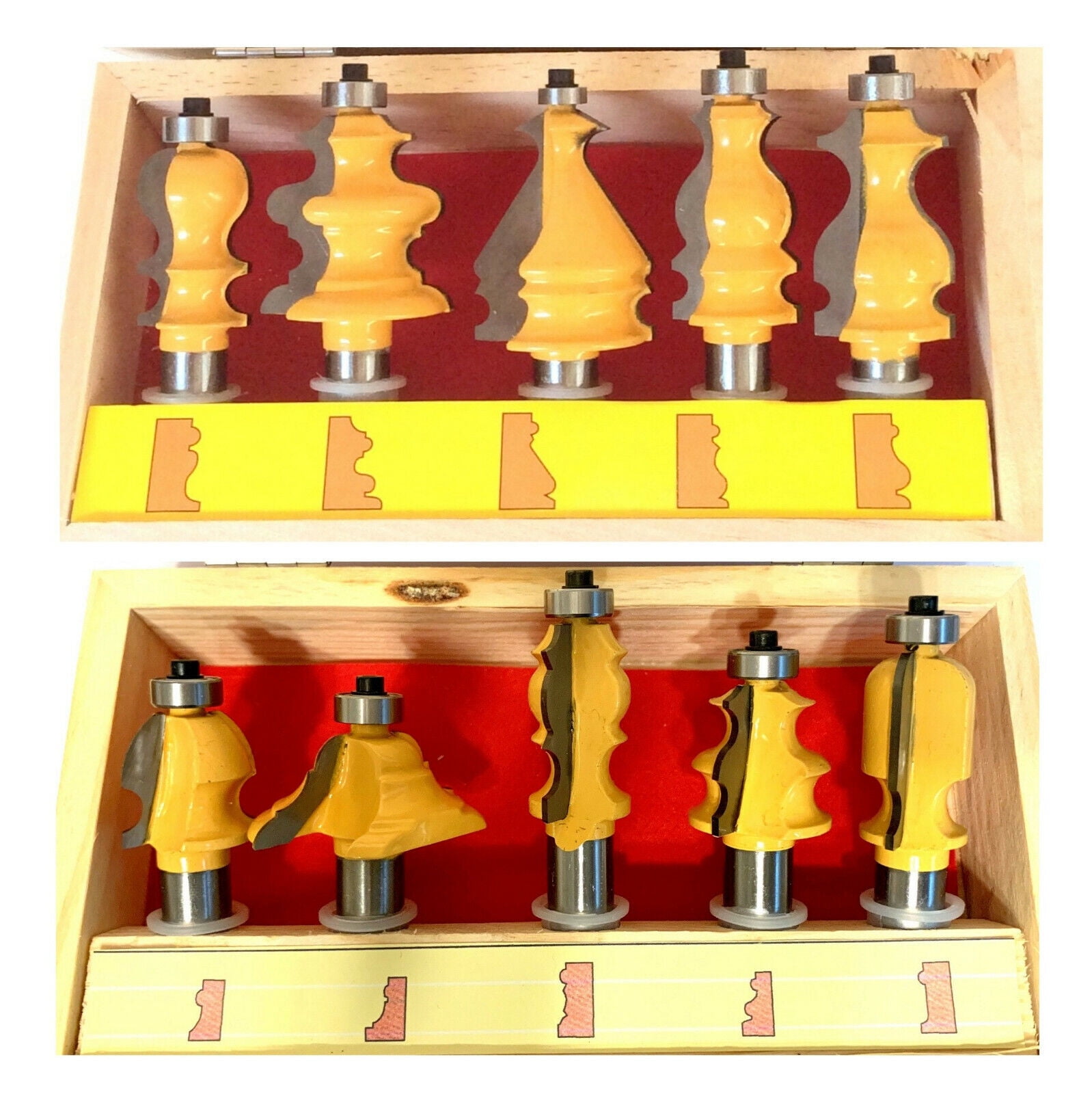 10 pc 1/2" Shank Architectural Specialty Molding Router Bit set with ...