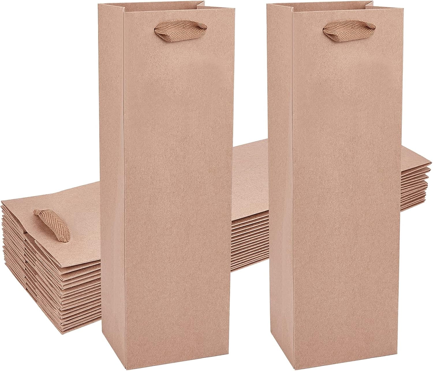 10 pc 10pcs 4.3x3.4x13.7" Burlywood Wine Single Bottle Carrying Bags ...