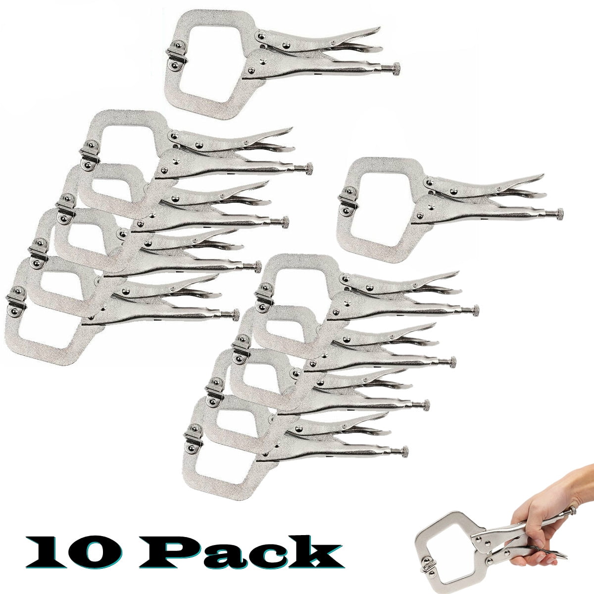 10 pc 11" Locking C Clamp Pliers with Swivel Pad Vise Welding ...
