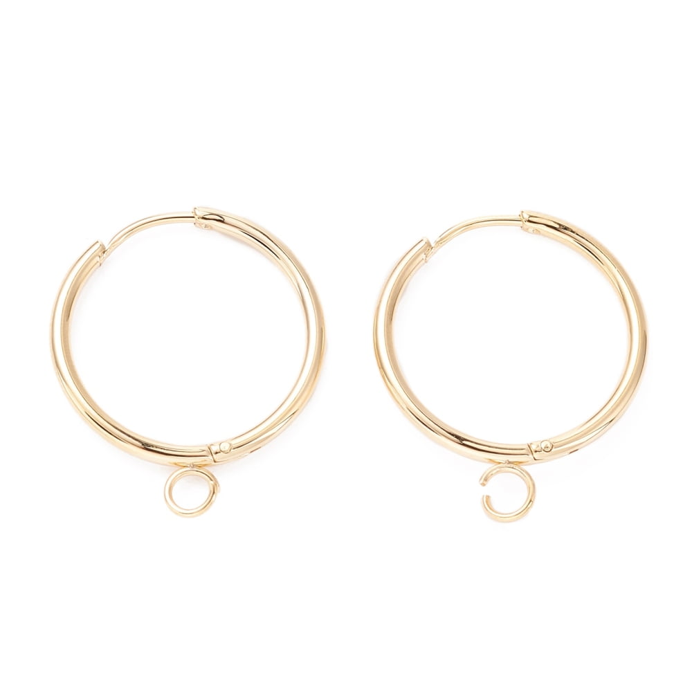 10 pc 201 Stainless Steel Huggie Hoop Earring Findings with Horizontal ...