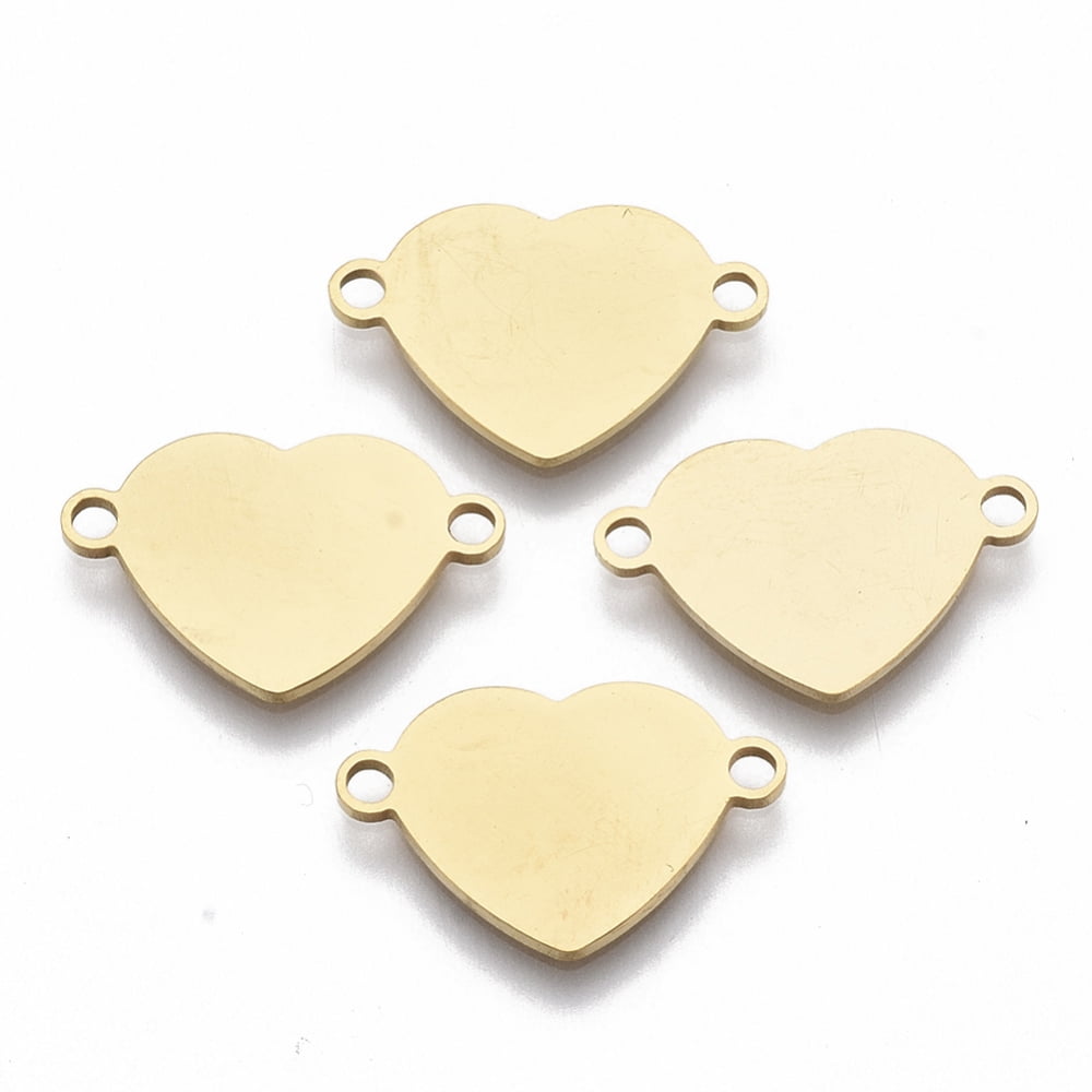 10 pc 201 Stainless Steel Links connectors Laser Cut Heart Stamping ...