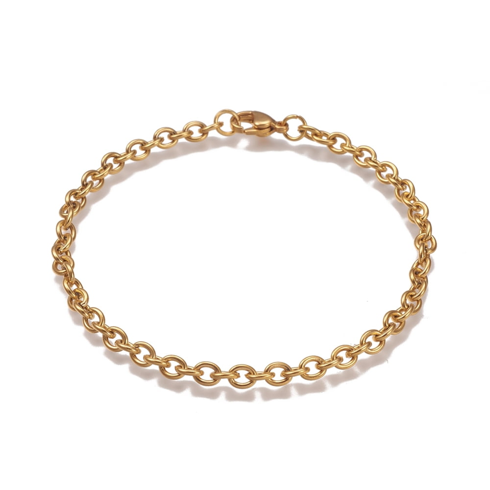 10 pc 304 Stainless Steel Cable Chain Bracelets with Lobster Claw Clasp ...