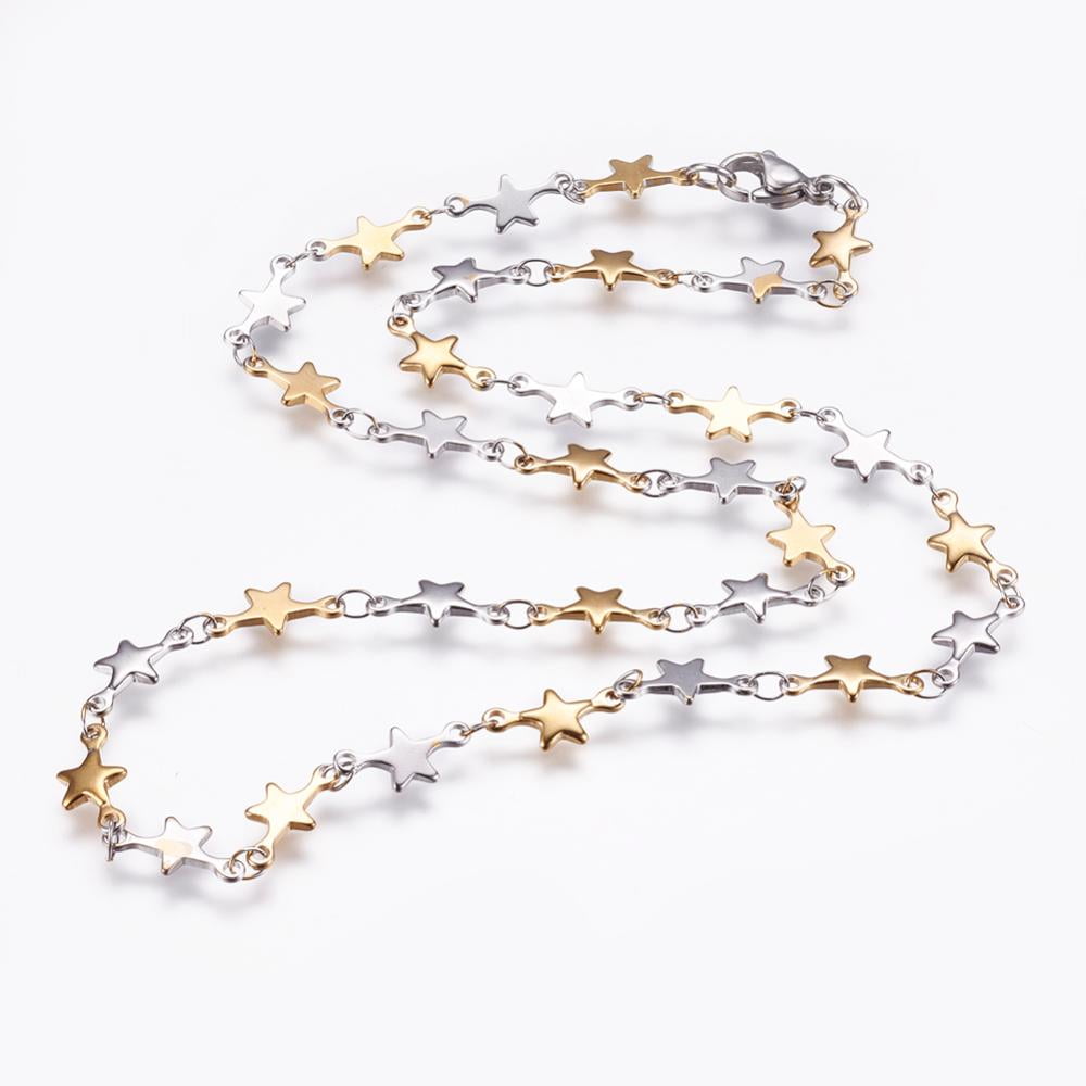 10 pc 304 Stainless Steel Chain Necklaces with Lobster Claw Clasps Star ...