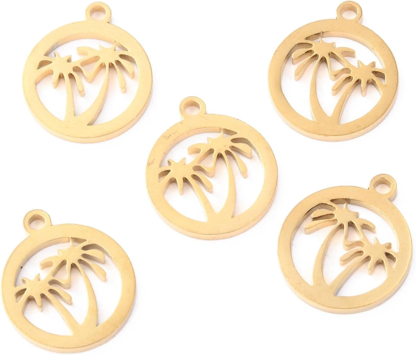 10 pc 304 Stainless Steel Charms Laser Cut Ring with Coconut Tree ...