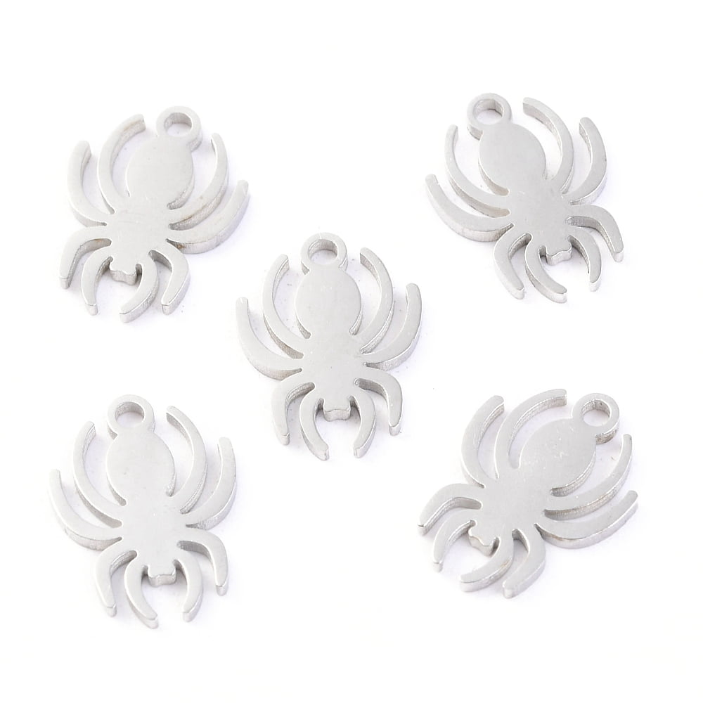 10 pc 304 Stainless Steel Charms Laser Cut Spider Stainless Steel Color ...
