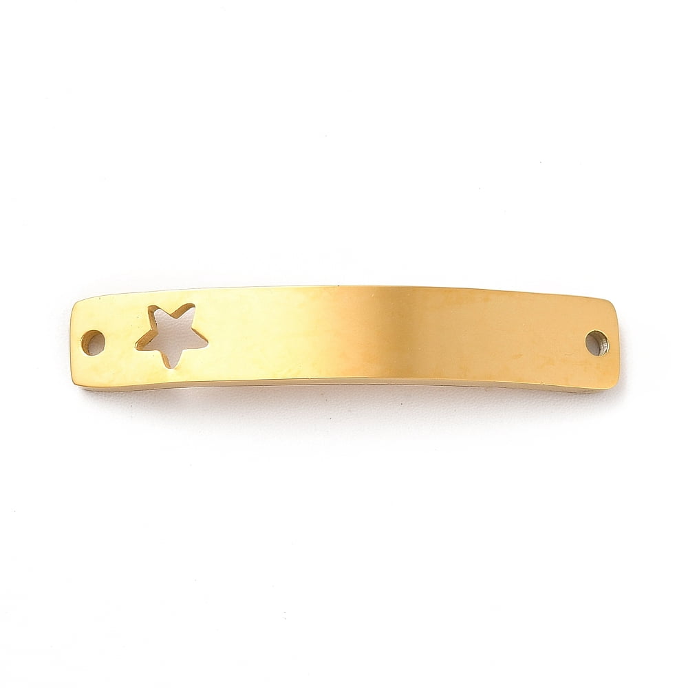 10 pc 304 Stainless Steel Connector Charms Curve Rectangle with Pattern ...