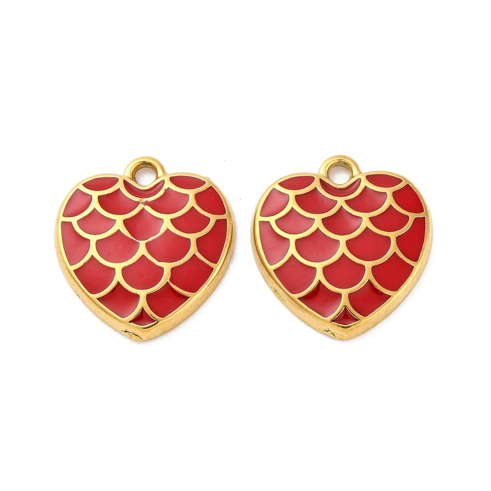 10 pc 304 Stainless Steel Enamel Pendants Ion Plating(IP) Real 18K Gold ...