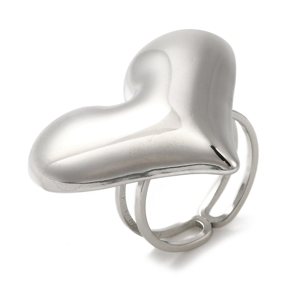 10 pc 304 Stainless Steel Heart Open Cuff Rings for Women Stainless ...