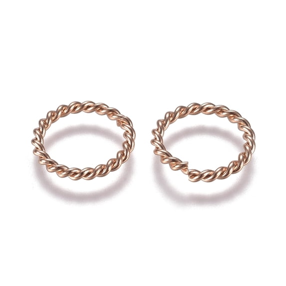 10 pc 304 Stainless Steel Open Jump Rings Twisted Round Rose Gold 12x1 ...