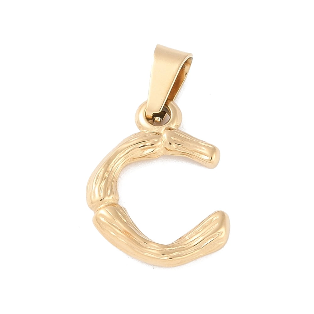 10 pc 304 Stainless Steel Pendants Bamboo Style Letter Golden Color ...