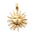 10 pc 304 Stainless Steel Pendants Golden Sun 30x25x3.5mm Hole: 3x6.5mm ...