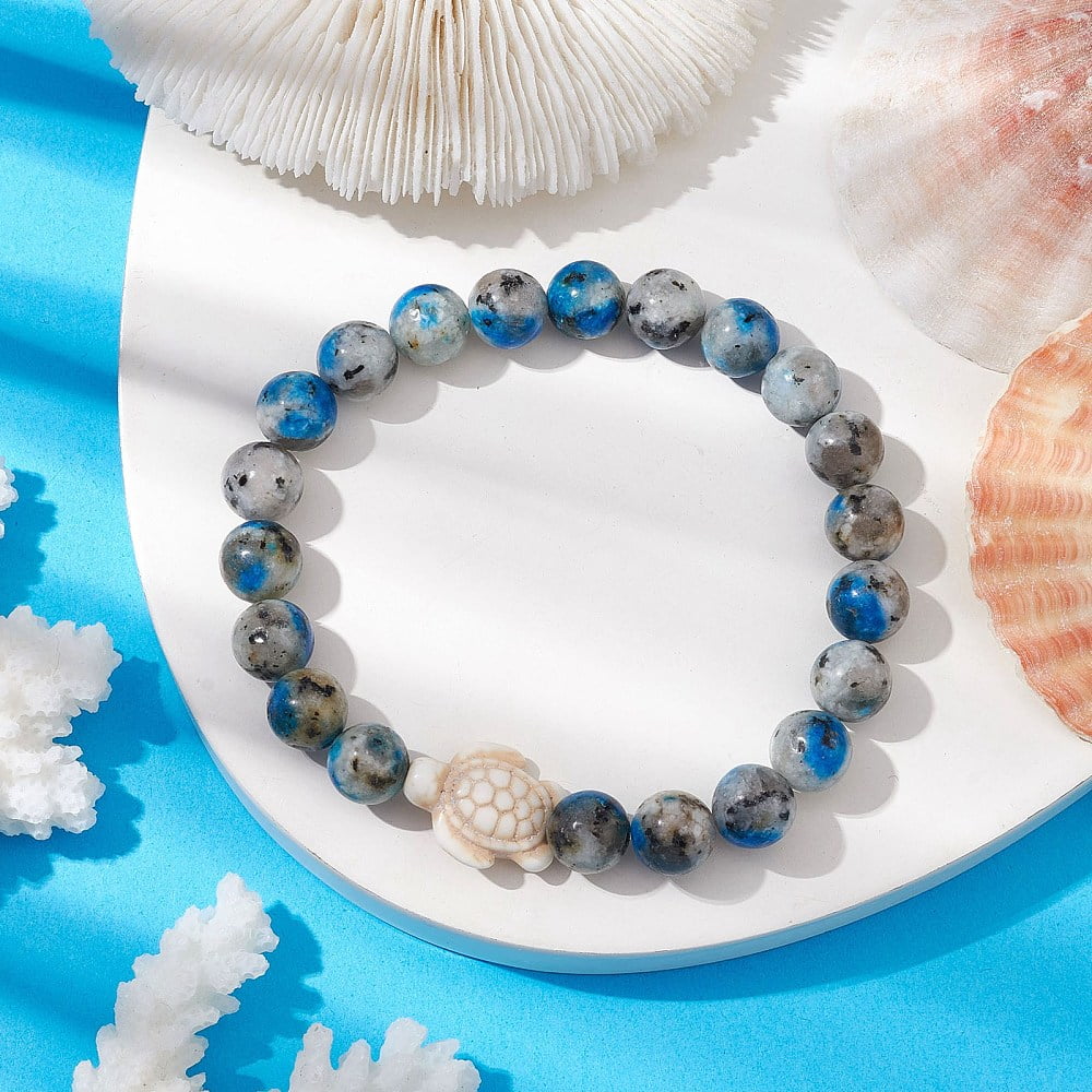 10 pc 8mm Round Dyed Natural Jade Imitation K2 Stone Stretch Bracelets ...