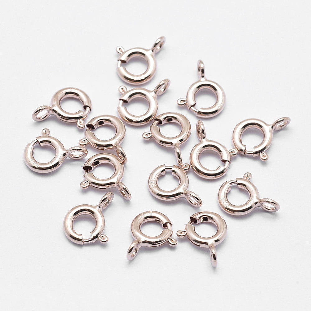 10 pc 925 Sterling Silver Spring Ring Clasps Ring with 925 Stamp Rose ...