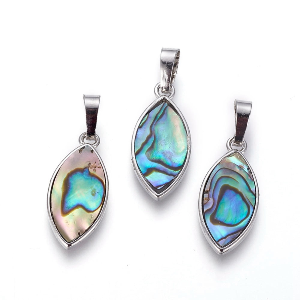 10 pc Abalone Shell/Paua Shell Pendants with Brass Findings Horse Eye ...