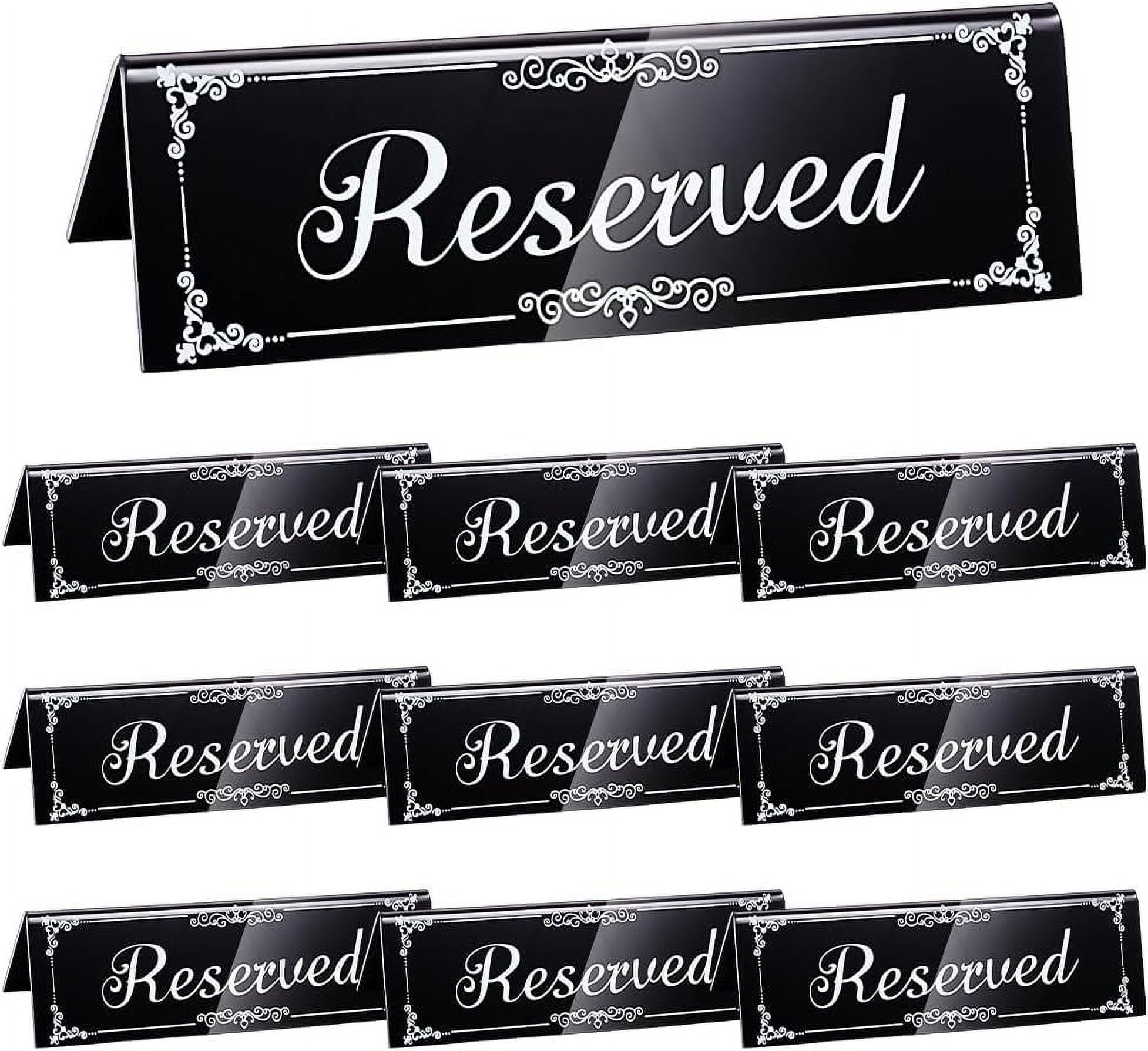10 pc Acrylic for Restaurant Bar Black Reserved Table Signs Tent Signs ...