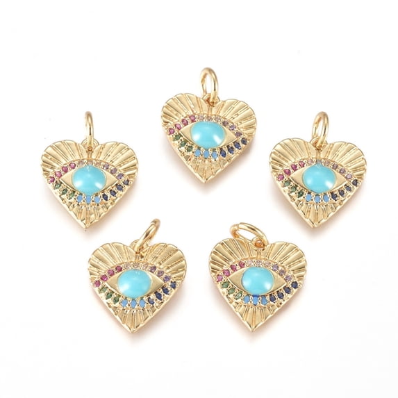 10 pc Brass Charms with Micro Pave Cubic Zirconia Enamel and Jump Rings ...