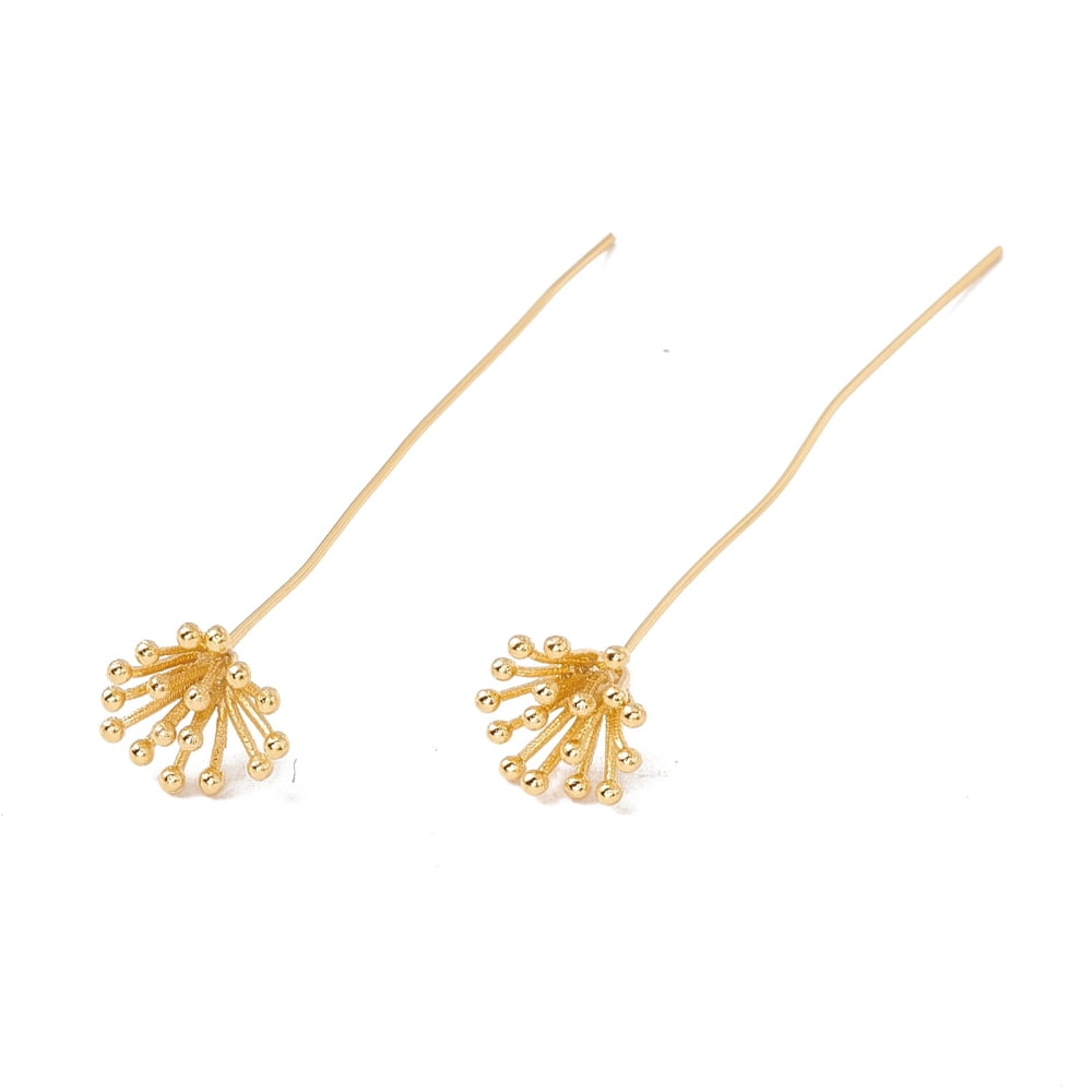10 pc Brass Flower Head Pins Golden 56mm Pin: 21 Gauge(0.7mm) Flower ...