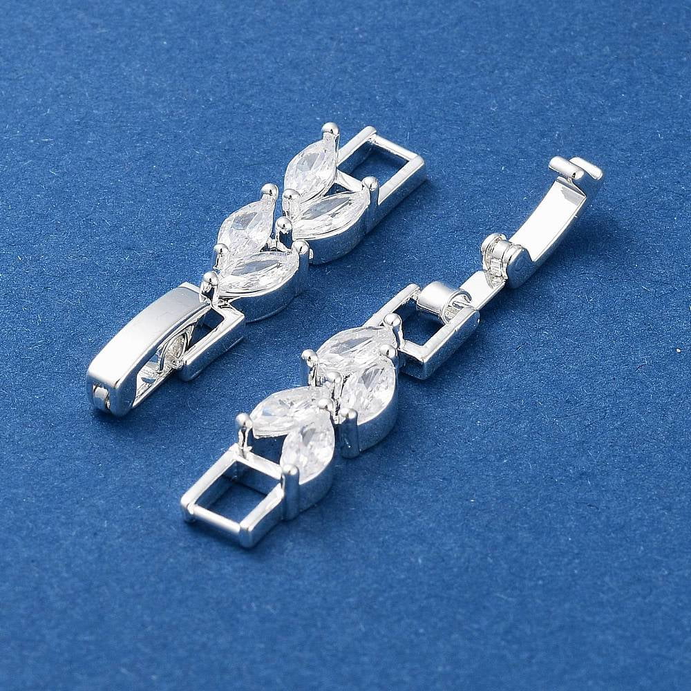 10 pc Brass Fold Over Clasps with Cubic Zirconia Necklace Bracelet Fold ...