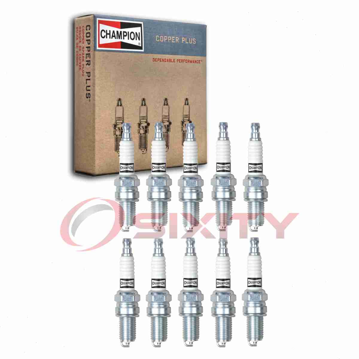 10 pc Champion 810 Copper Plus Spark Plugs for 6R12 D6EA D7EA D7ES D7EV D7RTC D7TC DCPR6E DCPR7E ...