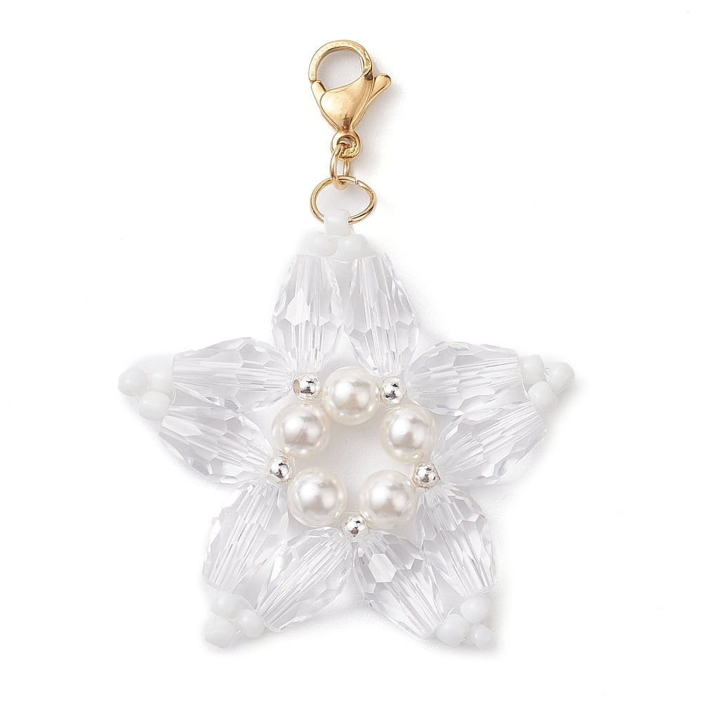 10 pc Christmas Snowflake Shell Pearl Glass Pendant Decorations Lobster ...