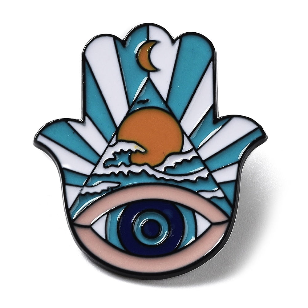 10 pc Evil Eye Theme Enamel Pins Black Zinc Alloy Brooch for Backpack ...